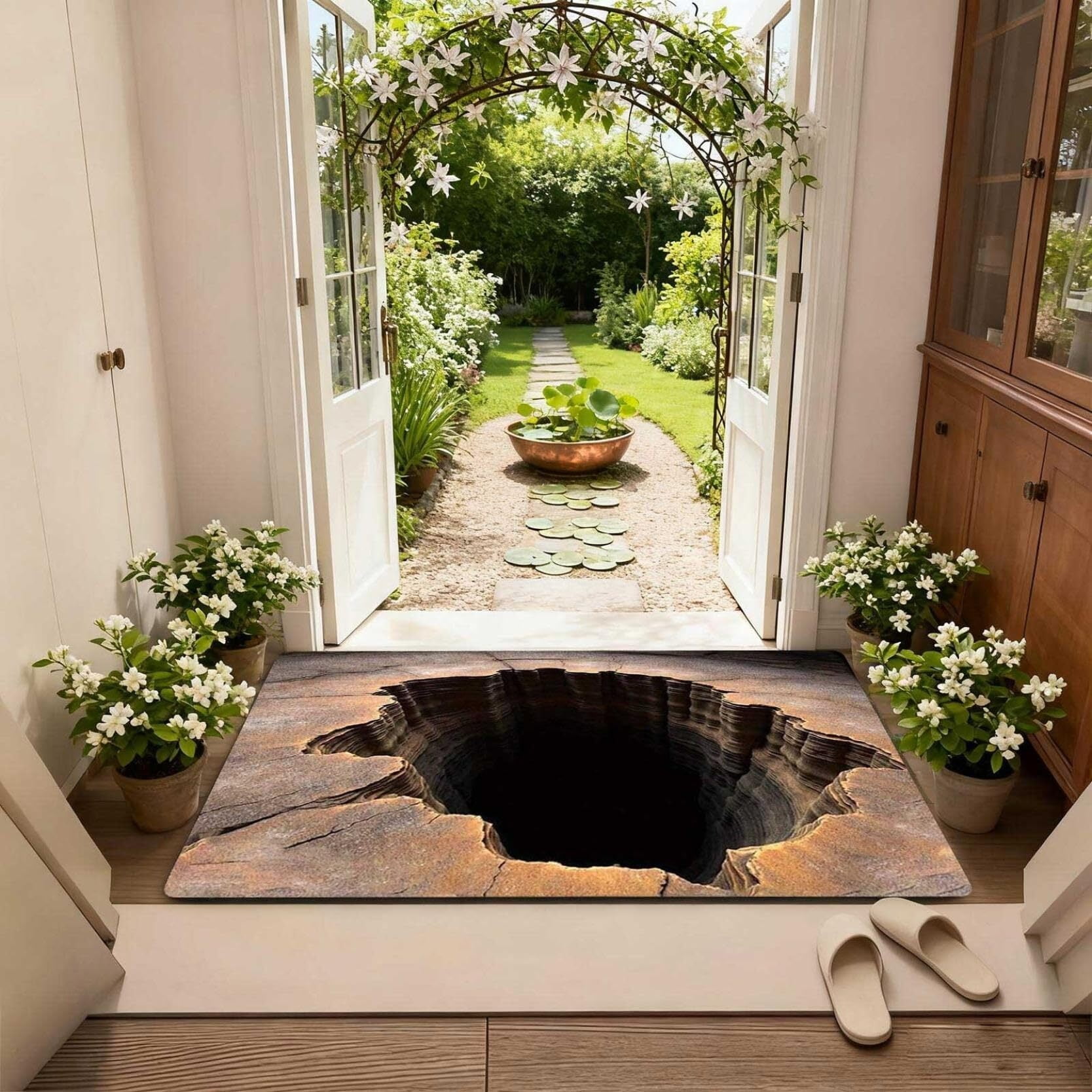 3D Optical Illusion Rug - Vortex & Bottomless Hole Design Non-Slip ...