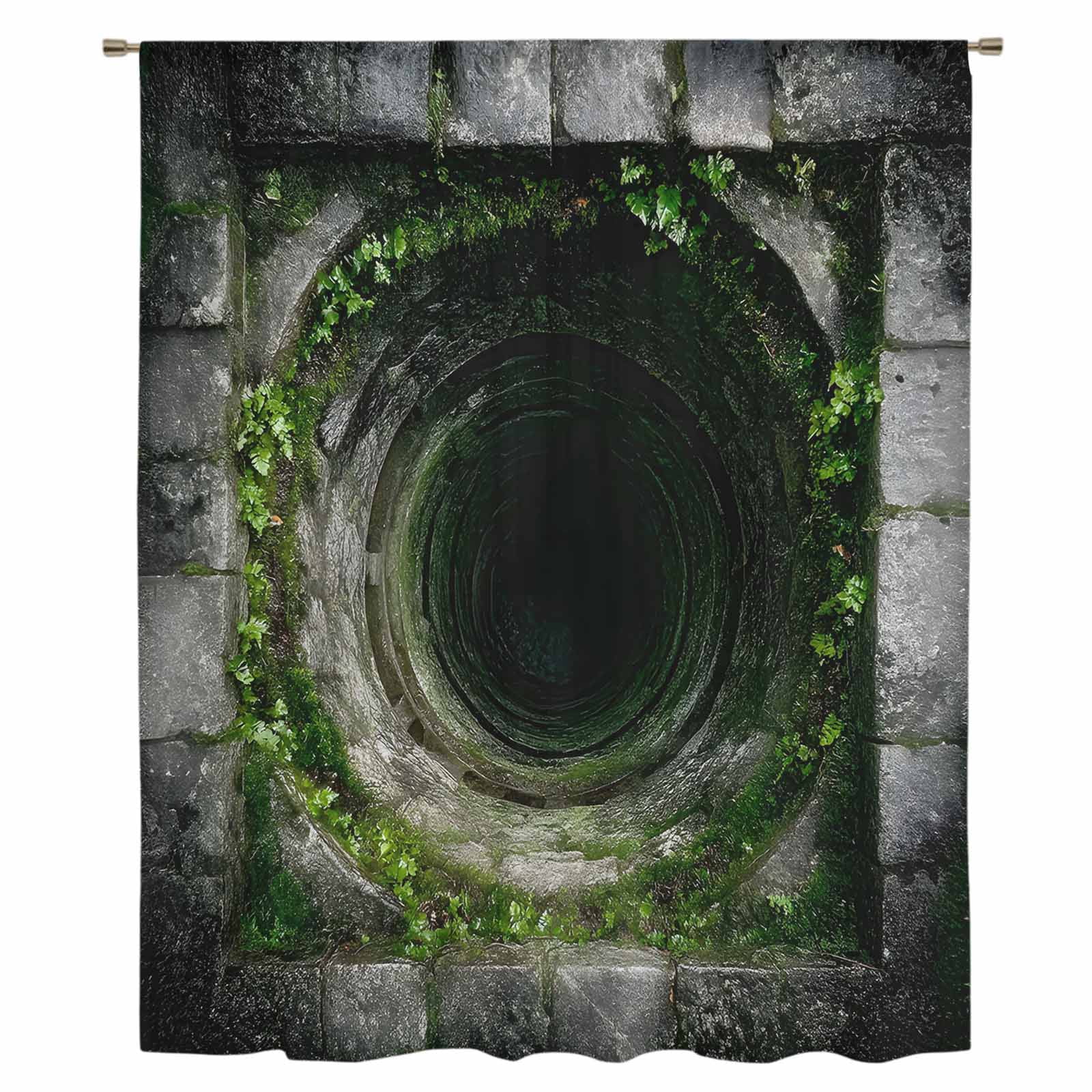 3D Optical Illusion Sheer Curtains 108" Extra Long, Visual Trap Looks ...