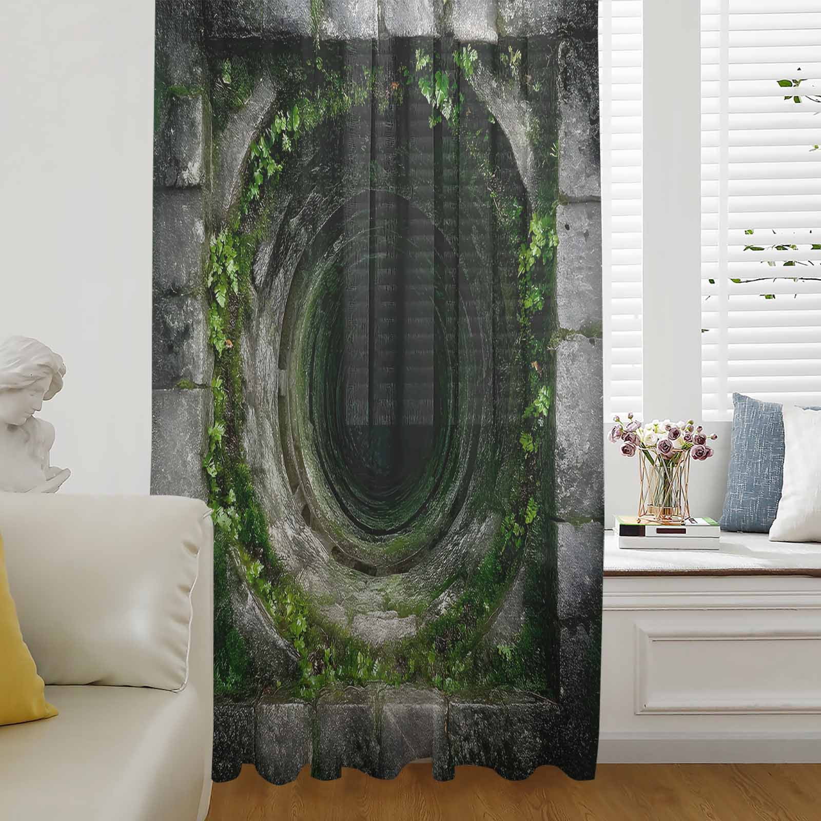 3D Optical Illusion Sheer Curtains 96 Inches Long for Living Room ...
