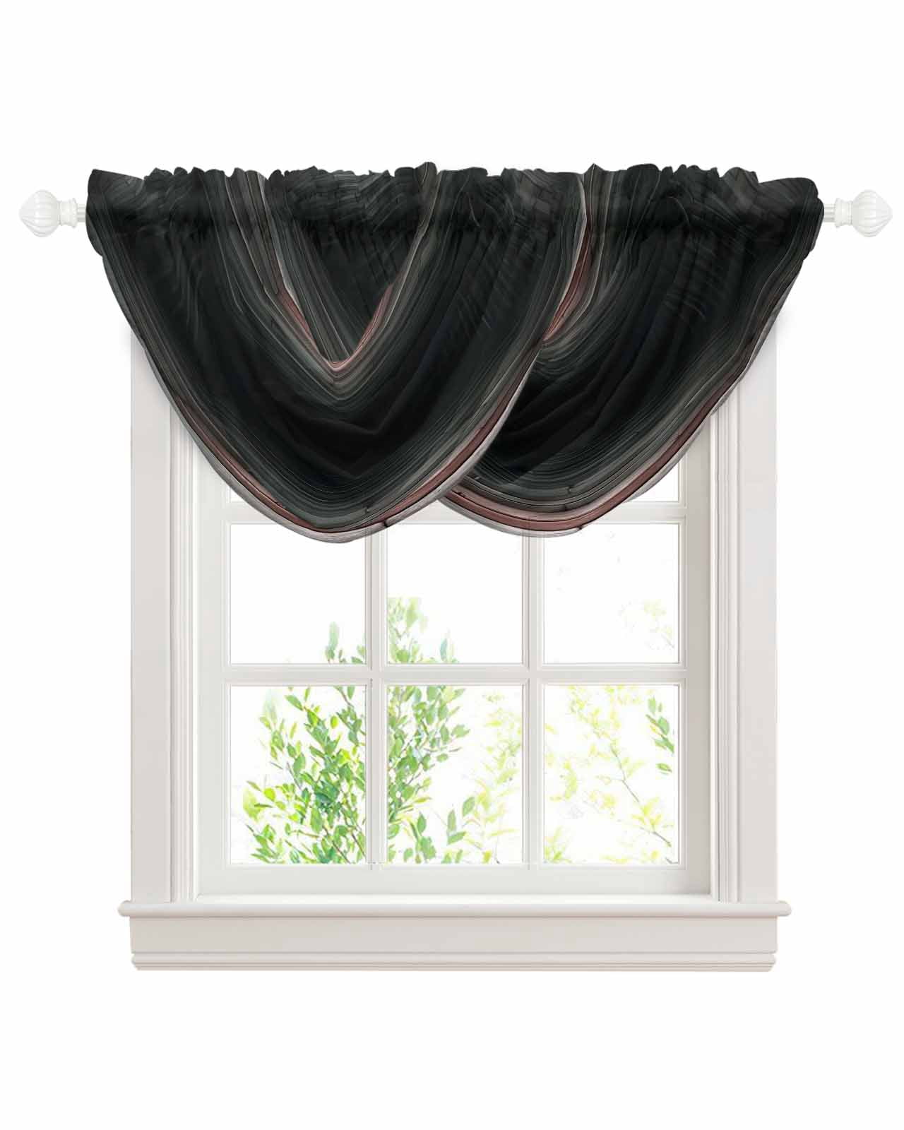 3D Optical Illusion Sheer Waterfall Valance Curtains for Window, Visual ...