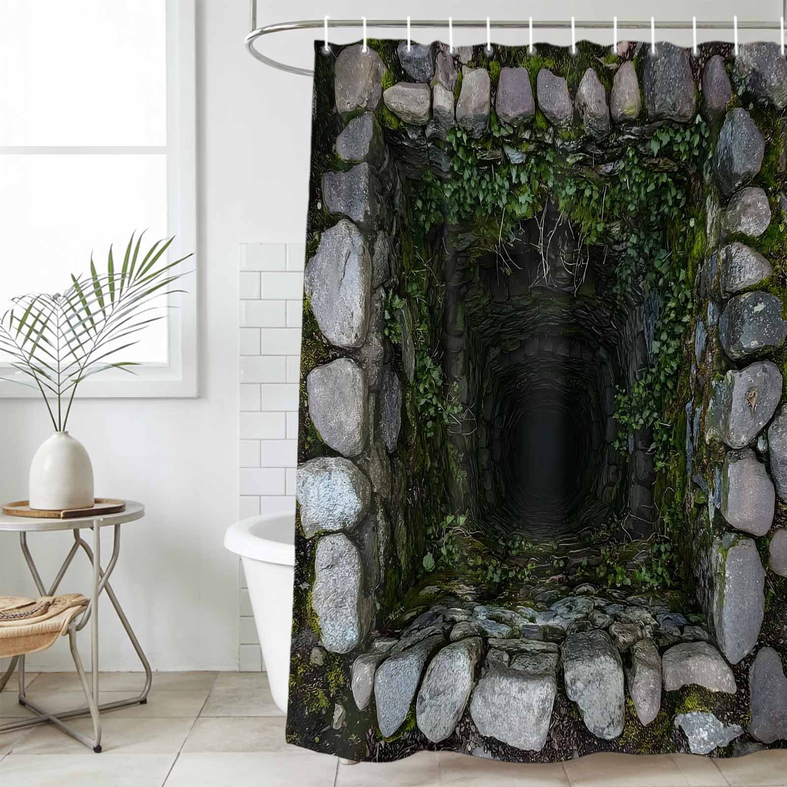 3D Optical Illusion Shower Curtain Set, Waterproof Shower Curtains for ...