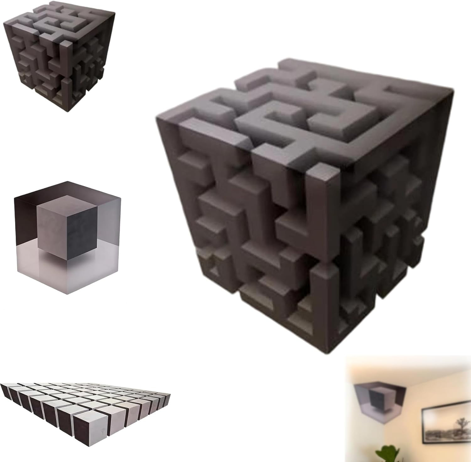 3D Optical Illusion Wall Decal for Corners, Impossible Geometry Vinyl ...