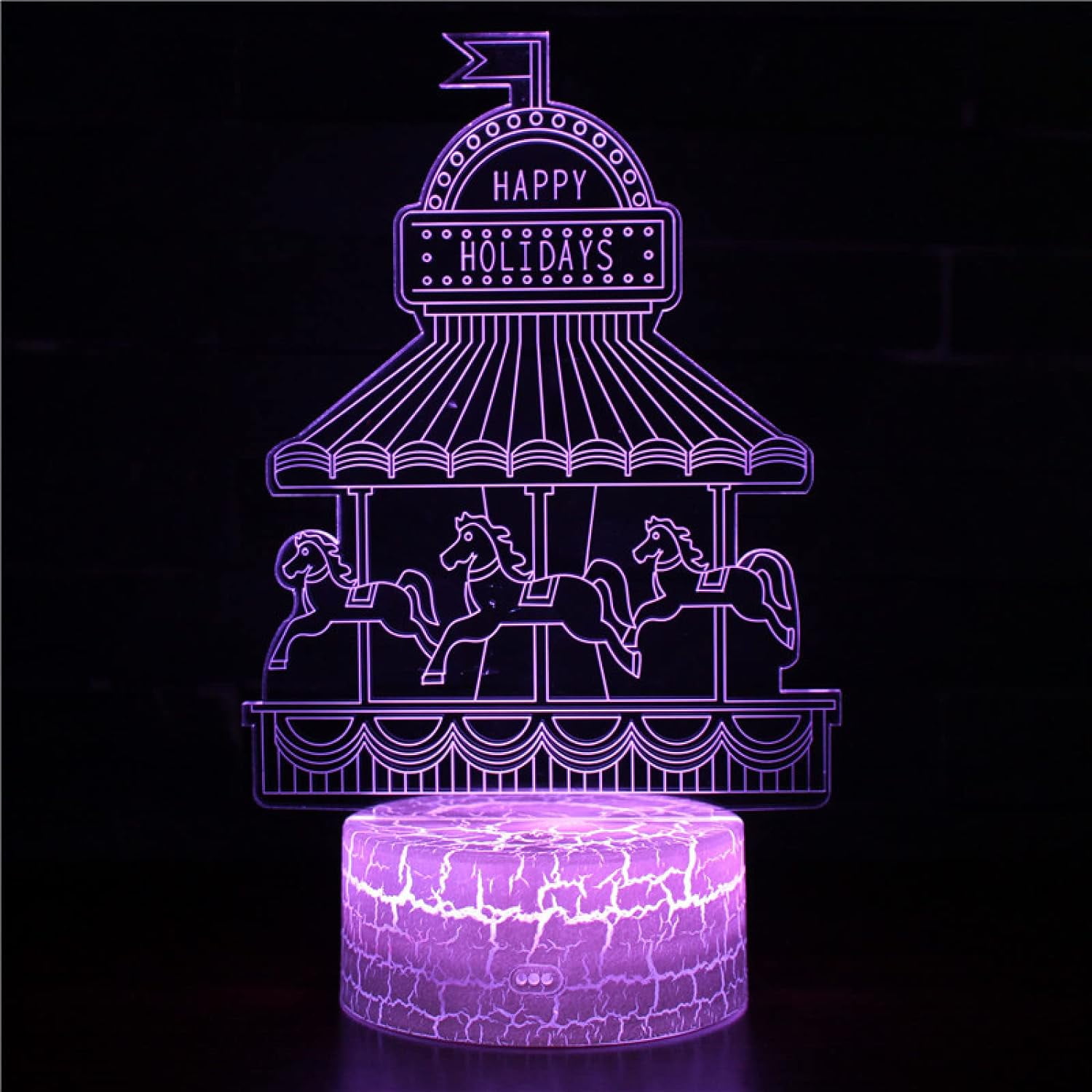 3D Optical Lamp Illusion Night Light Carousel Horse Mood Light 7 Colour ...