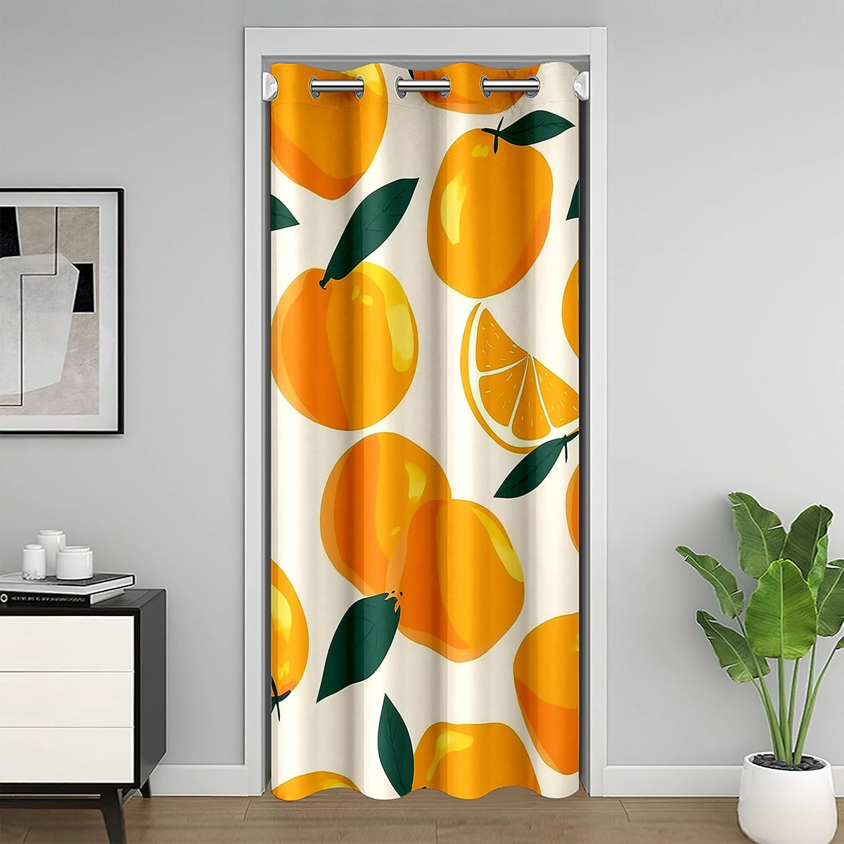3D Orange Door Curtain for Doorway Privacy,Oil Painting Tangerine ...
