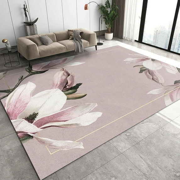 3D Orchid Area Rugs, Modern Simple Hand-Painted Pastoral Flowers Area ...