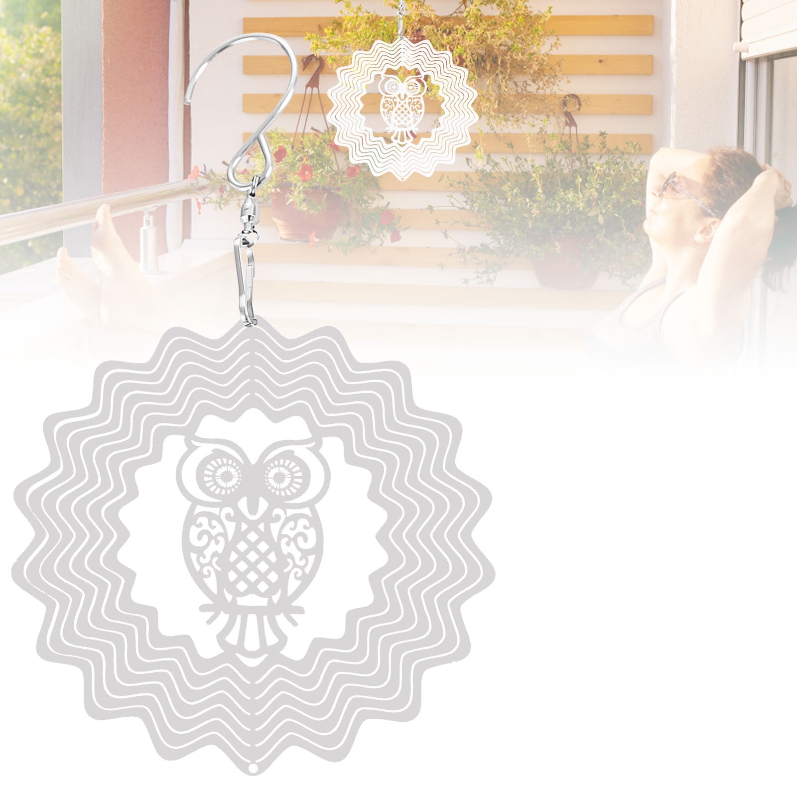 3D Owl Stainless Steel Wind Chime - Hanging Garden Decoration, Gentle ...
