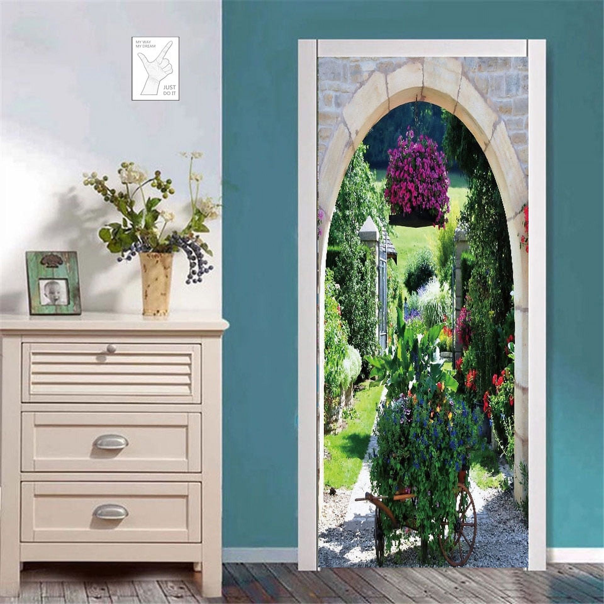 3D PVC Arch Door Sticker Peel And Stick Vinyl Wallpaper Corridor ...