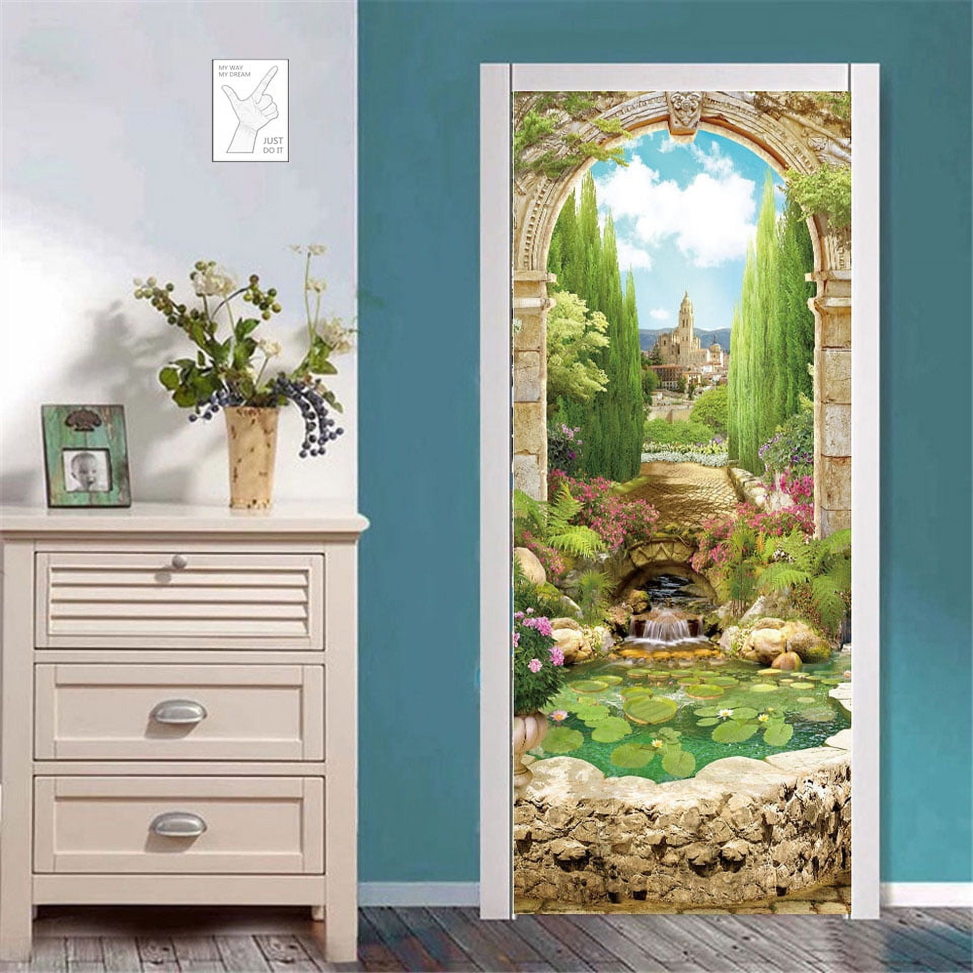 3D PVC Arch Door Sticker Peel And Stick Vinyl Wallpaper Corridor ...
