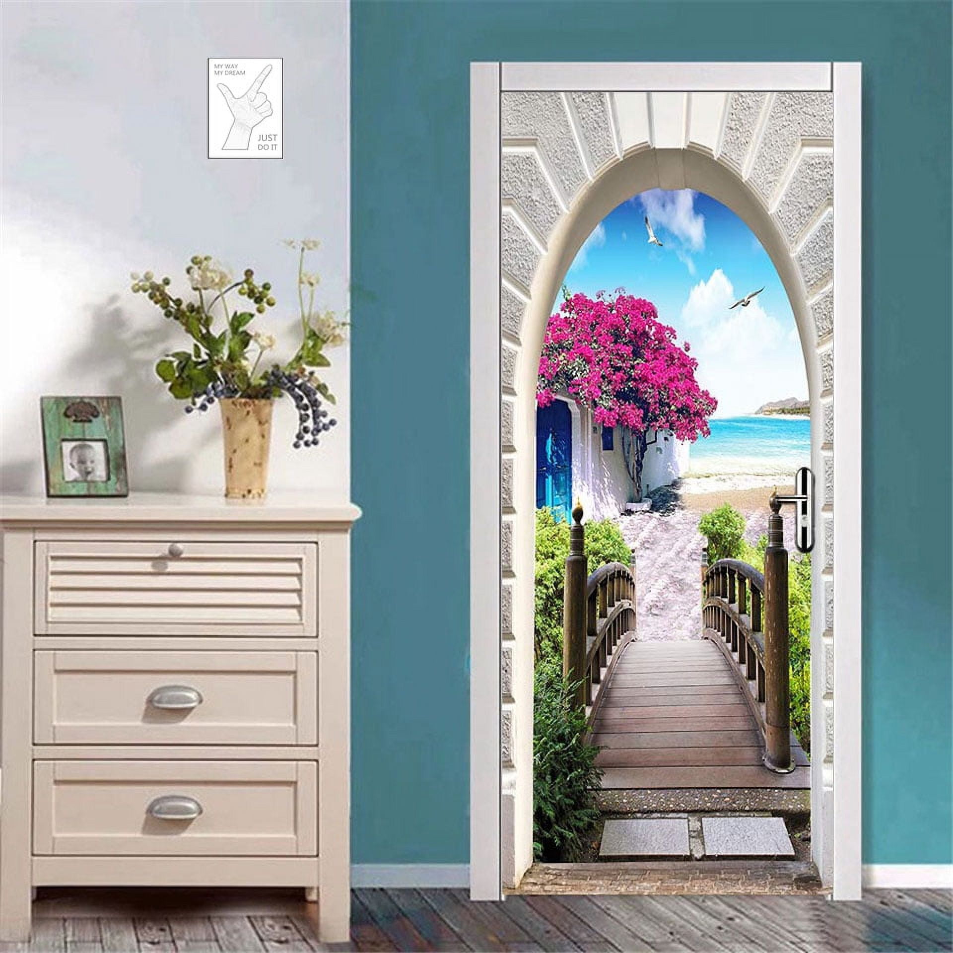 3D PVC Arch Door Sticker Peel And Stick Vinyl Wallpaper Corridor ...
