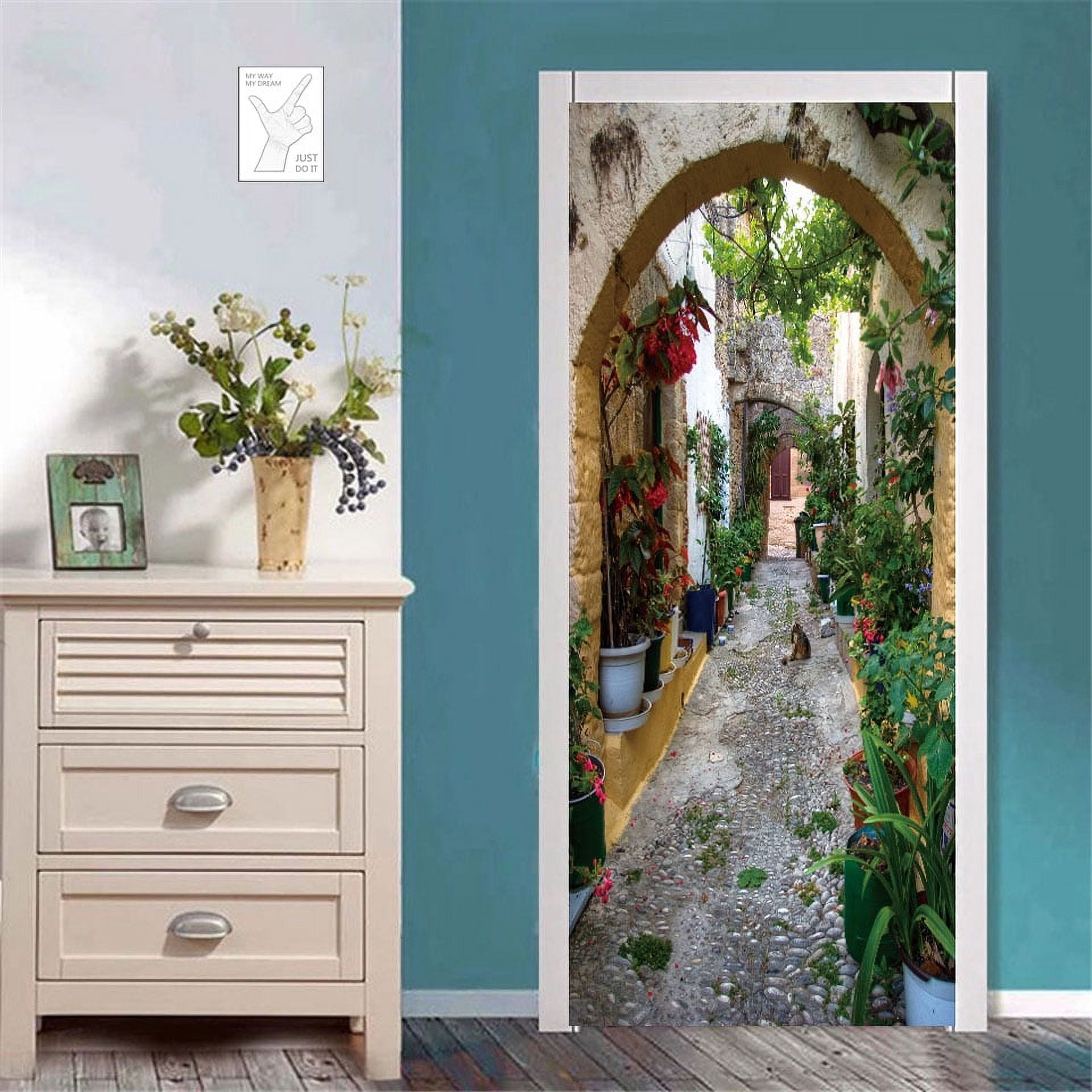 3D PVC Arch Door Sticker Peel And Stick Vinyl Wallpaper Corridor ...