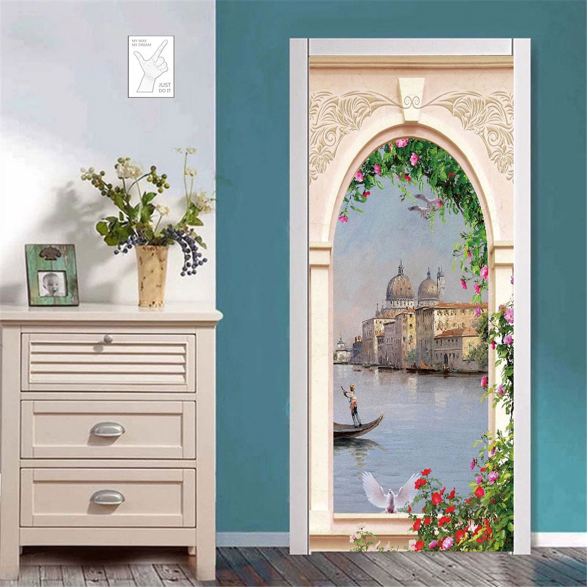 3D PVC Arch Door Sticker Peel And Stick Vinyl Wallpaper Corridor ...