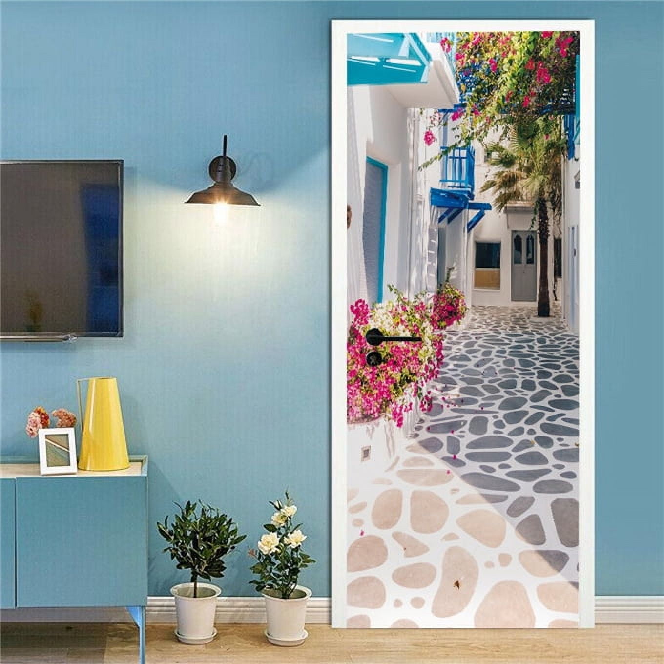 3D PVC Modern Design Door Sticker Porch Bedroom Decoration Poster Peel ...