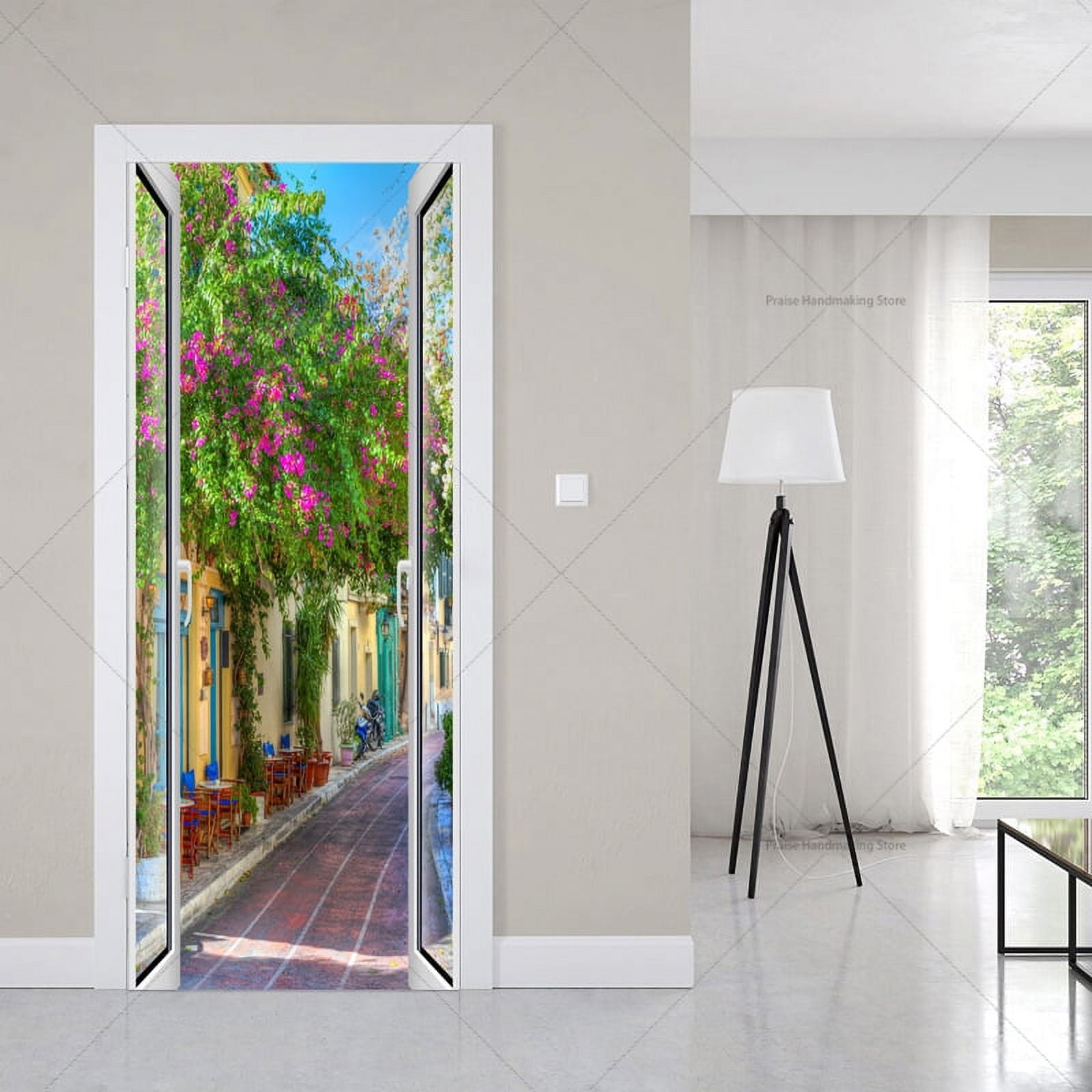3D PVC Waterproof Self-adhesive Poster Fake Window Seaside Scenery Door ...