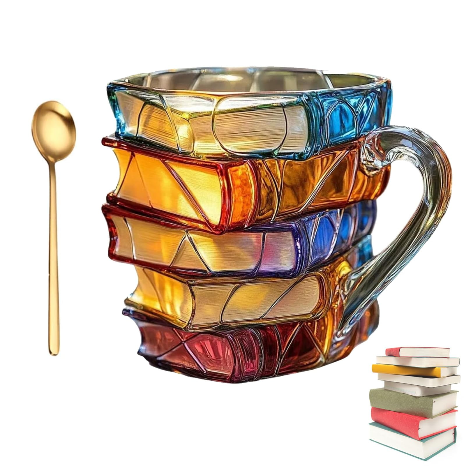 3D Painted Book Mug for Hot or Cold Brews, Unique Design Library Coffee ...