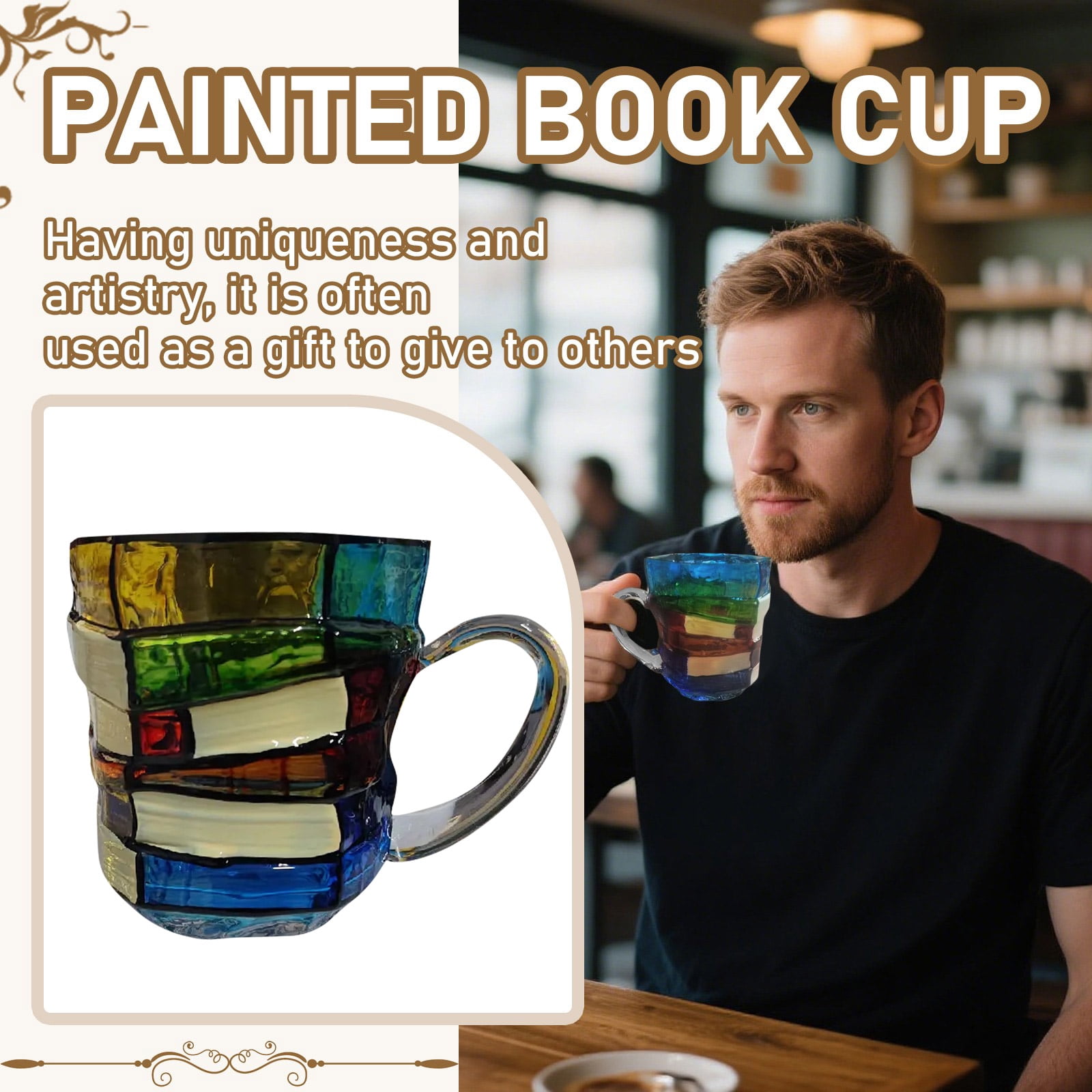 3D Painted Book Mug Novelty Coffee Mugs, Hand-Painted Chapter Book Mug ...