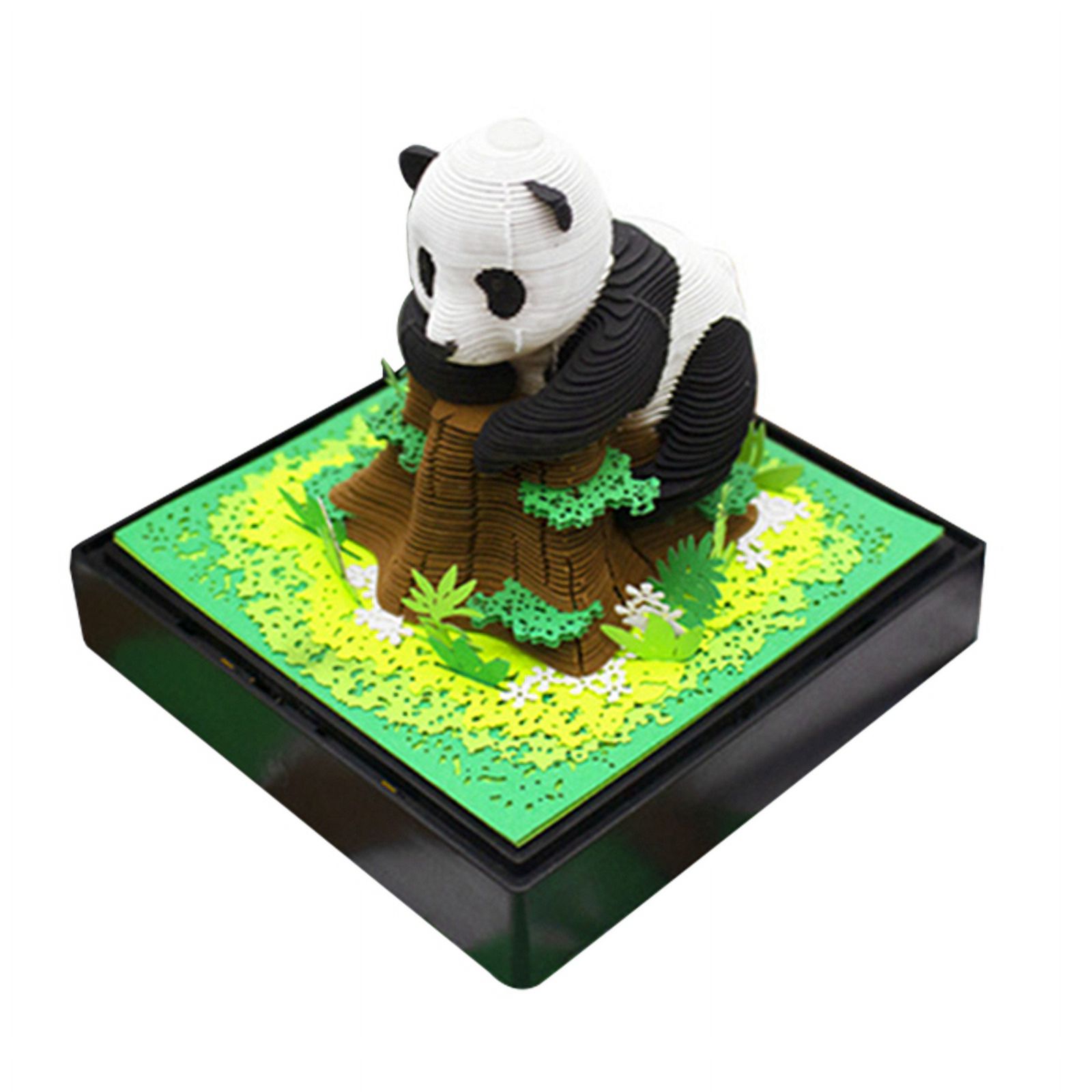 3D Panda Calendar 2024 Paper Carving Art with Light Time Piece Calendar ...