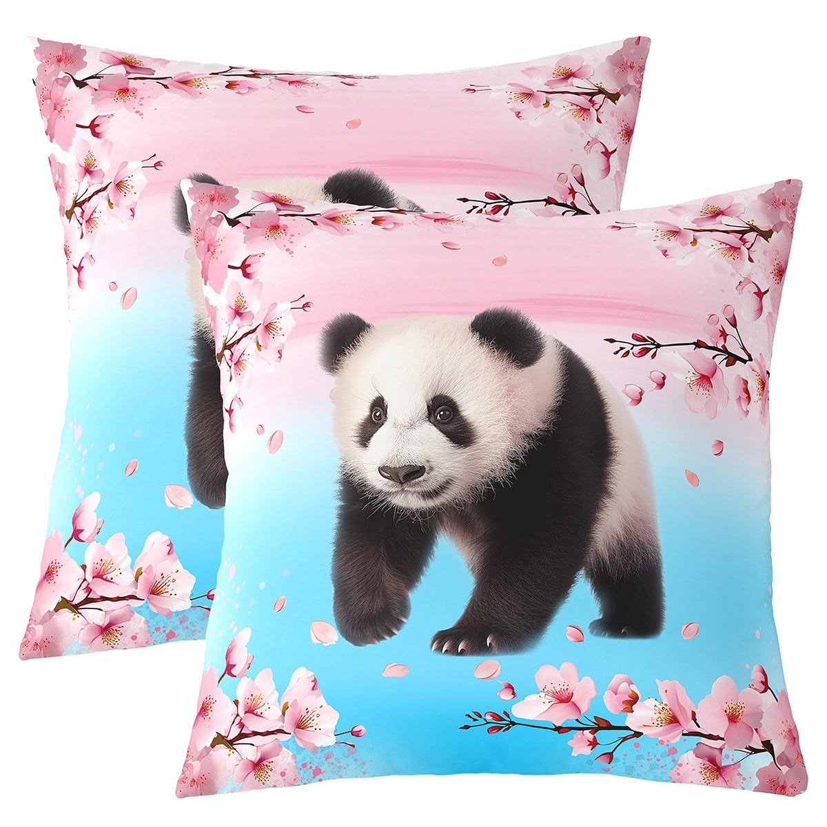 3D Panda Set of 2 Cushion Cases Kawaiian Panda Pillow Covers Sping ...