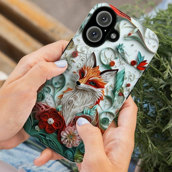 3D Paper Art Fox Floral Nature Woodland Animal Phone Case with iPhone ...