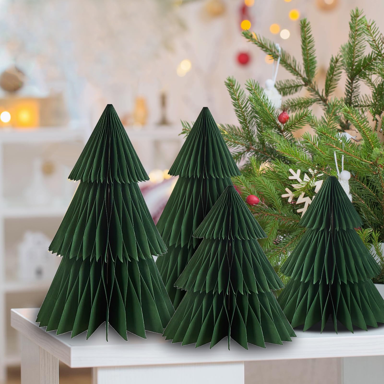 3D Paper Christmas Tree Reusable Tabletop Decor Honeycomb Tree Easy ...