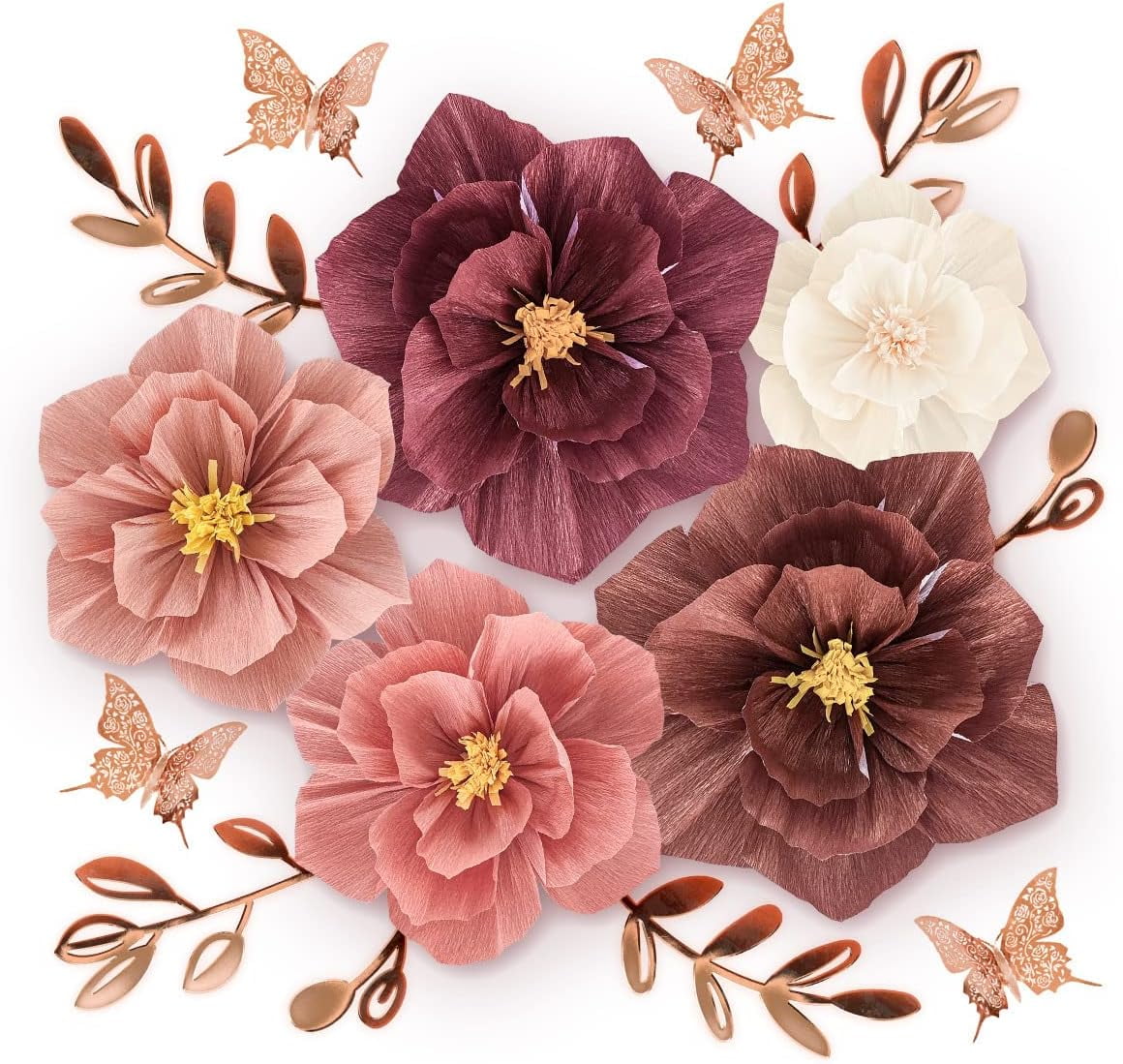3D Paper Flowers Decorations for Wall, Handmade Artificial Flower ...