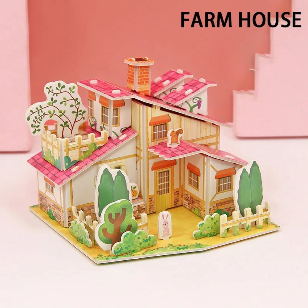 3D Paper Puzzle Montessori Miniature Houses Funny Carton Construction ...