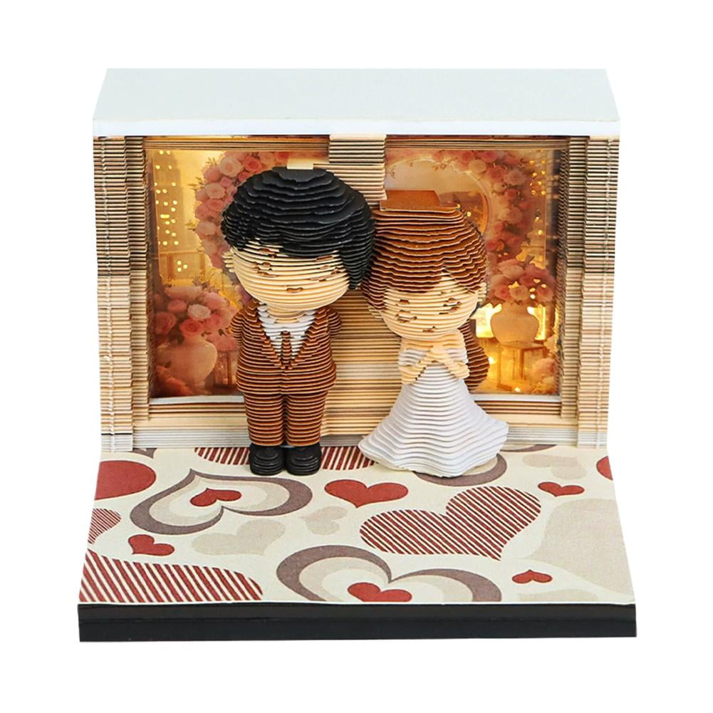 3D Paper Sculpture Calendar Notepad for Workspace with Intricate ...