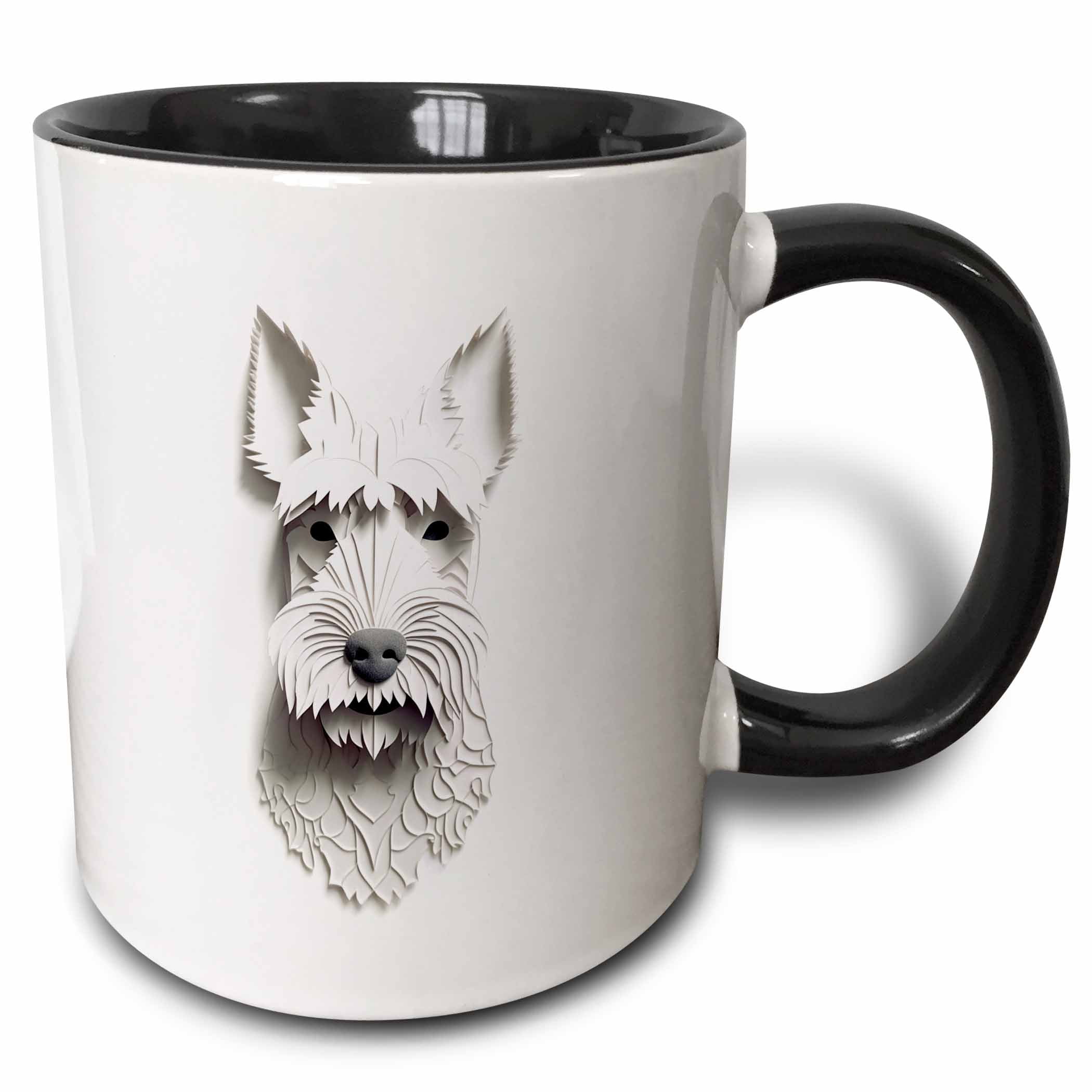 3drose, 3d Papercut Design of a Miniature Schnauzer, 15oz Two-tone ...