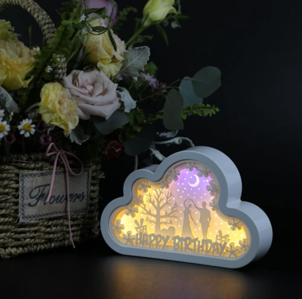 3D Papercut Light Boxes, Paper Carving Night Light Cloud Shadow Box LED ...