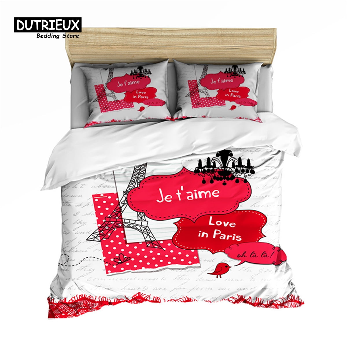 3D Paris Bedding Set Eiffel Tower Duvet Cover Set Romantic Couple With ...