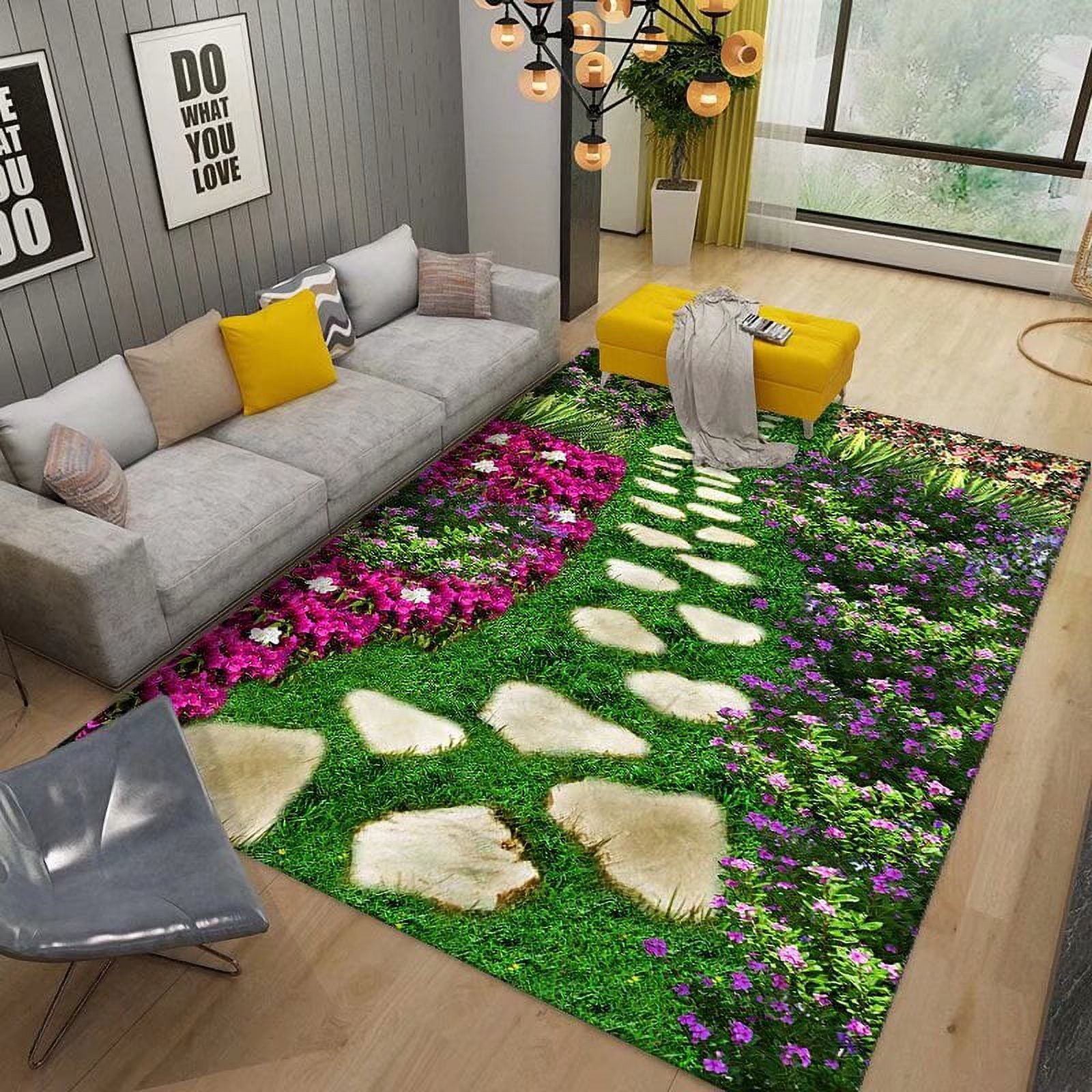 3D Pastoral Living Room Carpets Flower Grass Stream Bedroom ration Rug Garden Pathway Rugs Home ...
