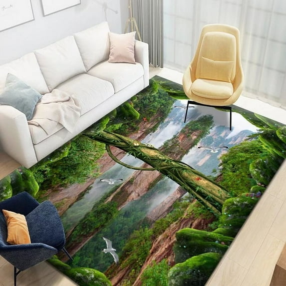 3D Pastoral Living Room Carpets Flower Grass Stream Bedroom ration Rug ...