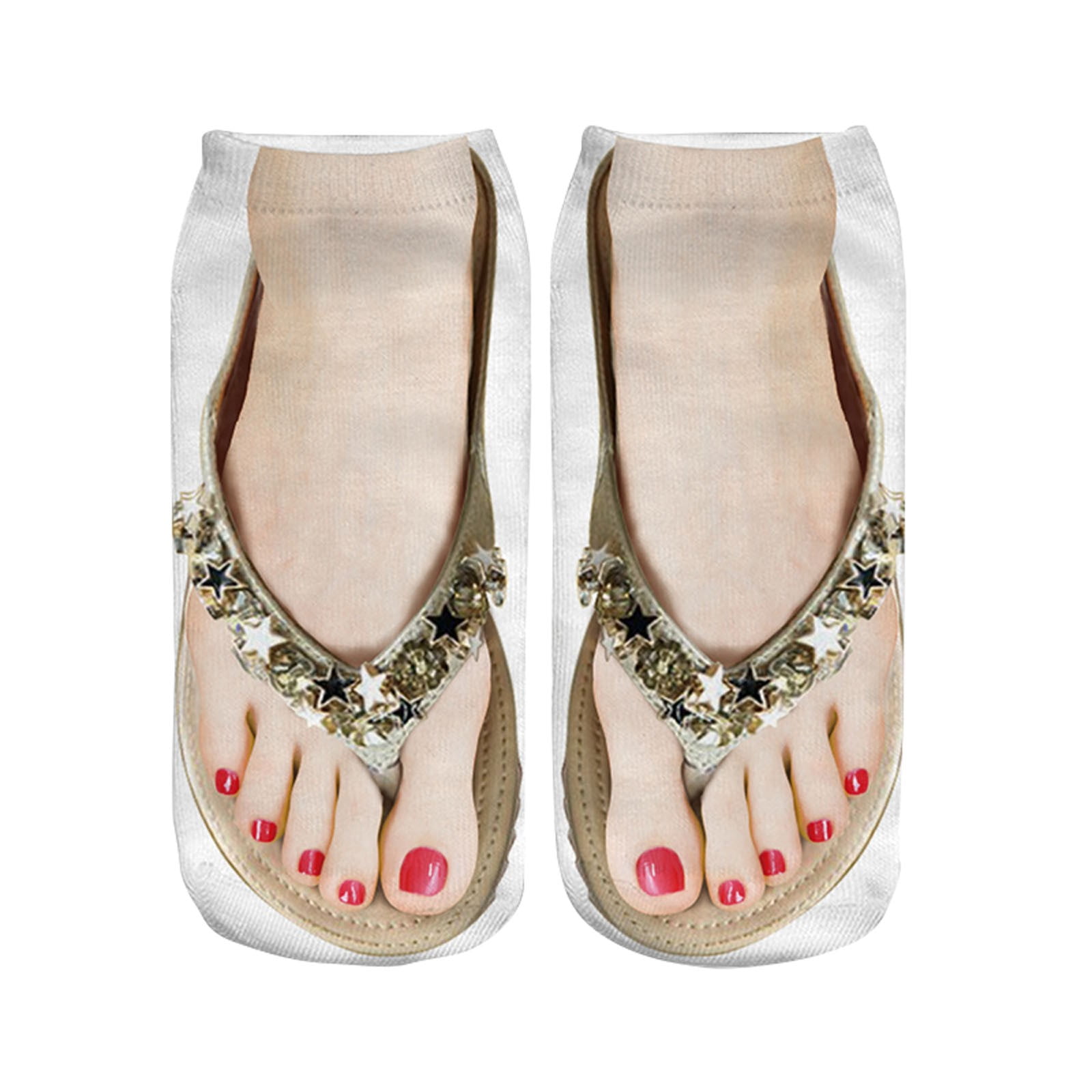 3D Pattern Manicure Print Socks Funny Hidden Running Socks Women ...