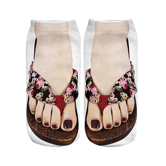 3D Pattern Manicure Print Socks Funny Hidden Running Socks Women ...