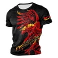 3D Pattern Print T-Shirt Eagle Graphic Summer Short Sleeve Tops Black ...