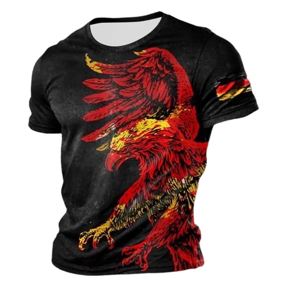 3D Pattern Print T-Shirt Eagle Graphic Summer Short Sleeve Tops Black ...