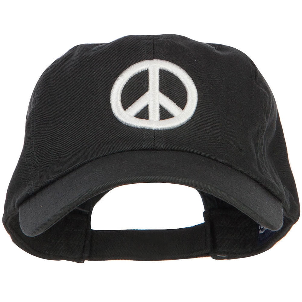3D Peace Symbol Embroidered Low Profile Cap - Black OSFM - Walmart.com