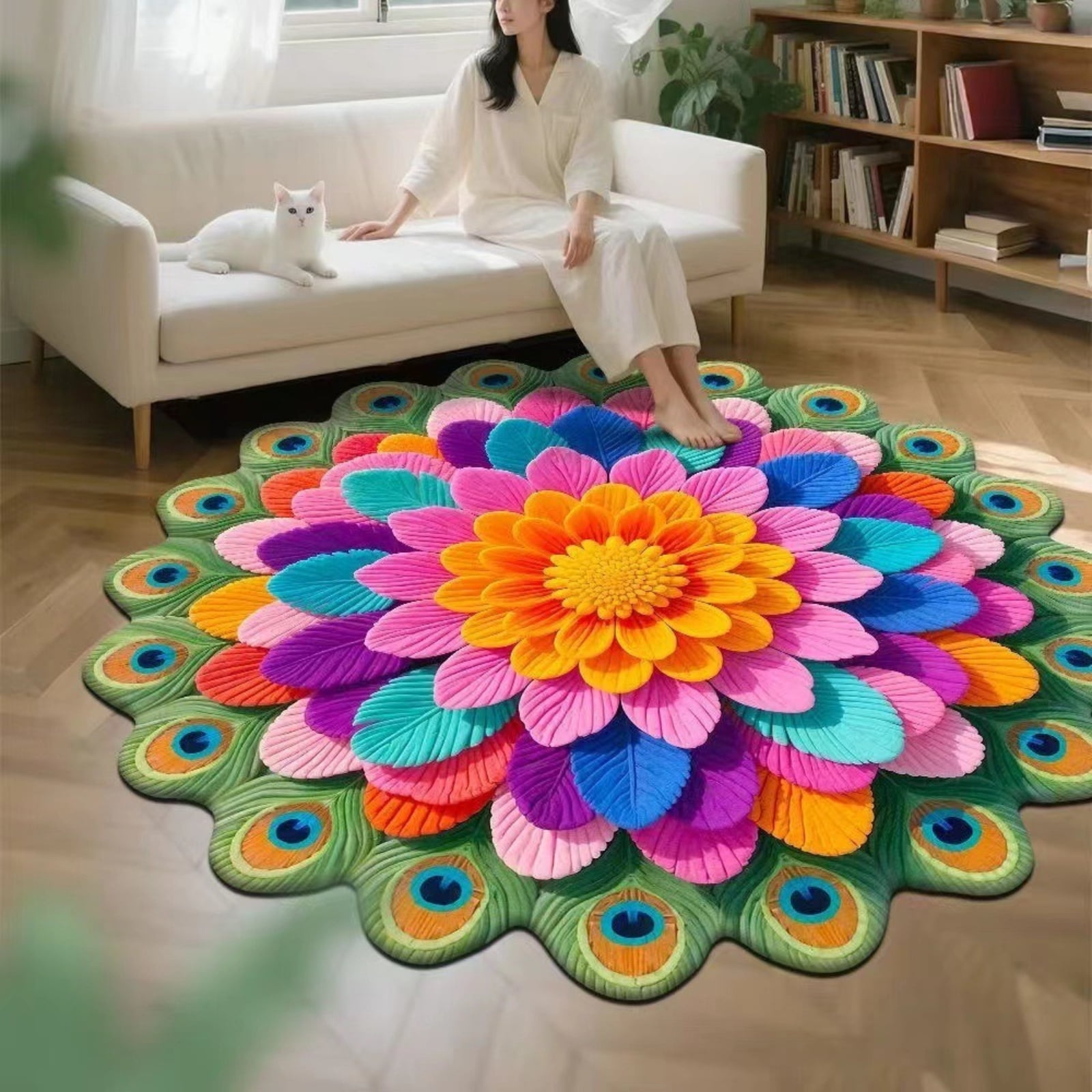3D Peacock Floral Doormat, 24x24 Inch Non-Slip Entrance Rug for Indoor ...