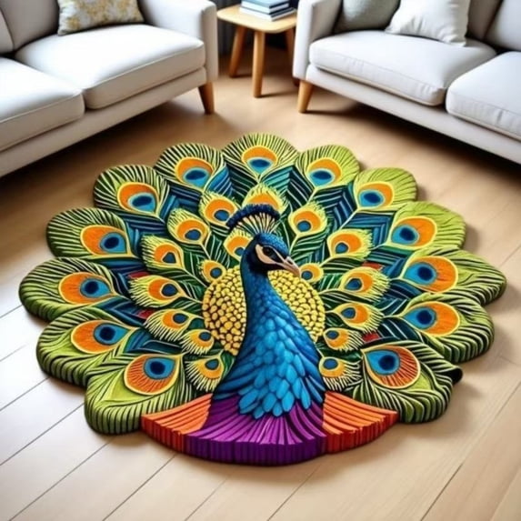 3D Peacock Flower Design Door Mat, Non-Slip Waterproof Entrance Mat ...