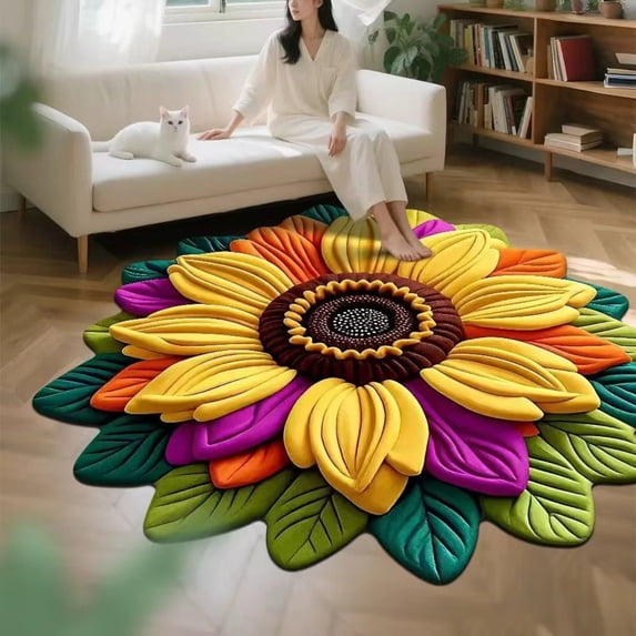 3D Peacock Flower Design Door Mat, Non-Slip Waterproof Entrance Mat ...