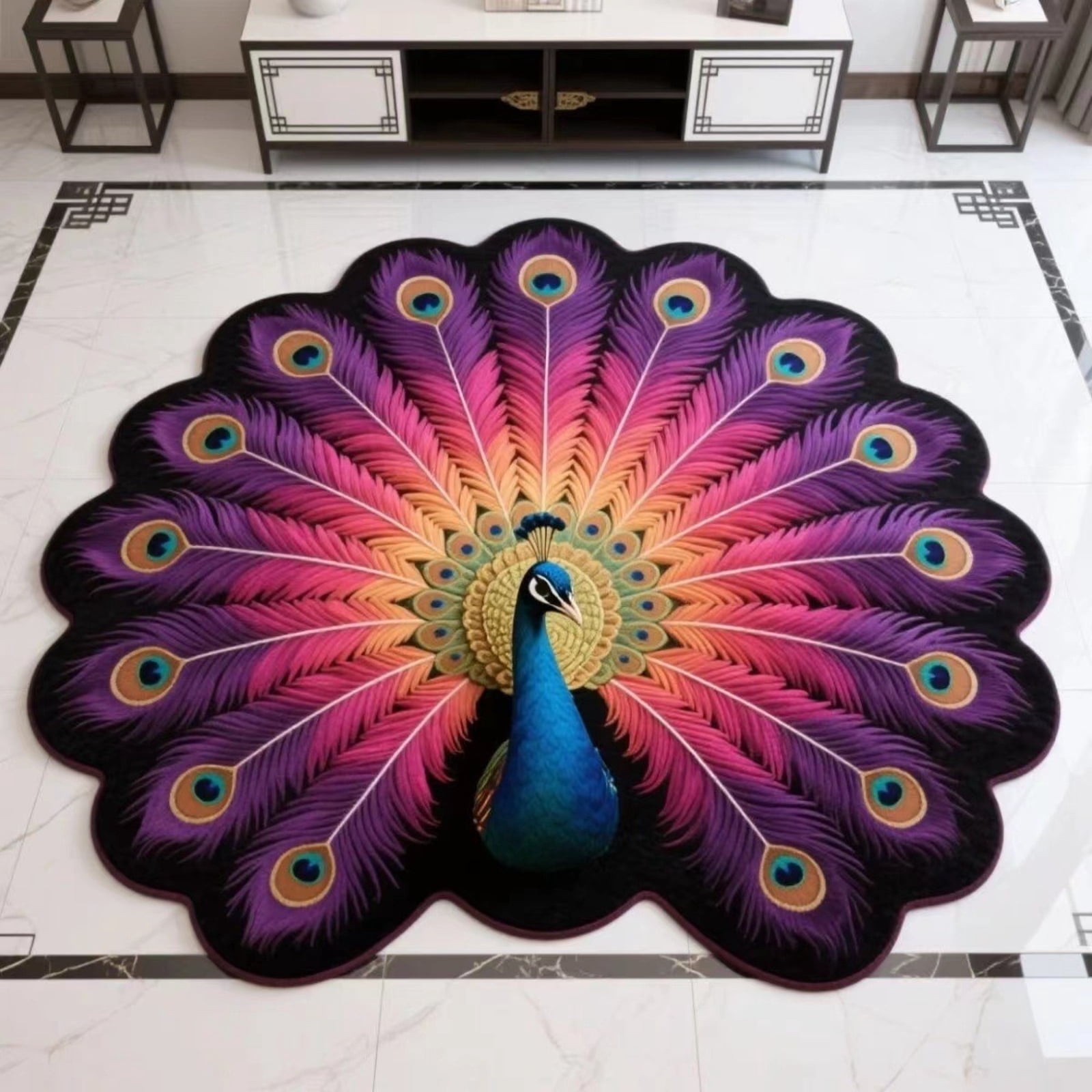 3D Peacock Flower Design Door Mat, Non-Slip Waterproof Entrance Mat ...