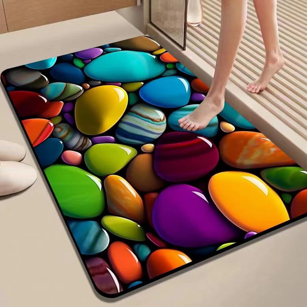 3D Pebble Design Diatom Mud Bath Mat: Absorbent, Non-Slip, and Stylish ...