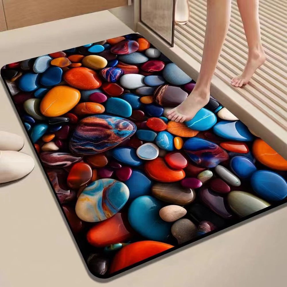 3D Pebble Design Diatom Mud Bath Mat: Absorbent, Non-Slip, and Stylish ...