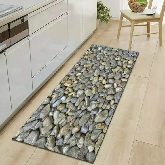 3D Pebble Stone Printed Kitchen Mat Hallway Bedroom Living Room Decor ...