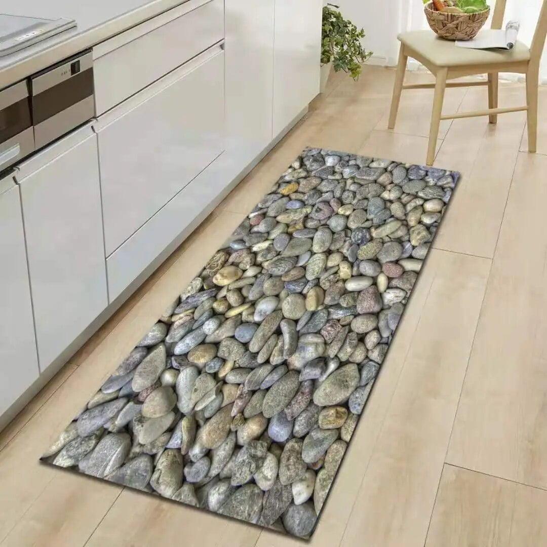 3D Pebble Stone Printed Kitchen Mat Hallway Bedroom Living Room Decor ...