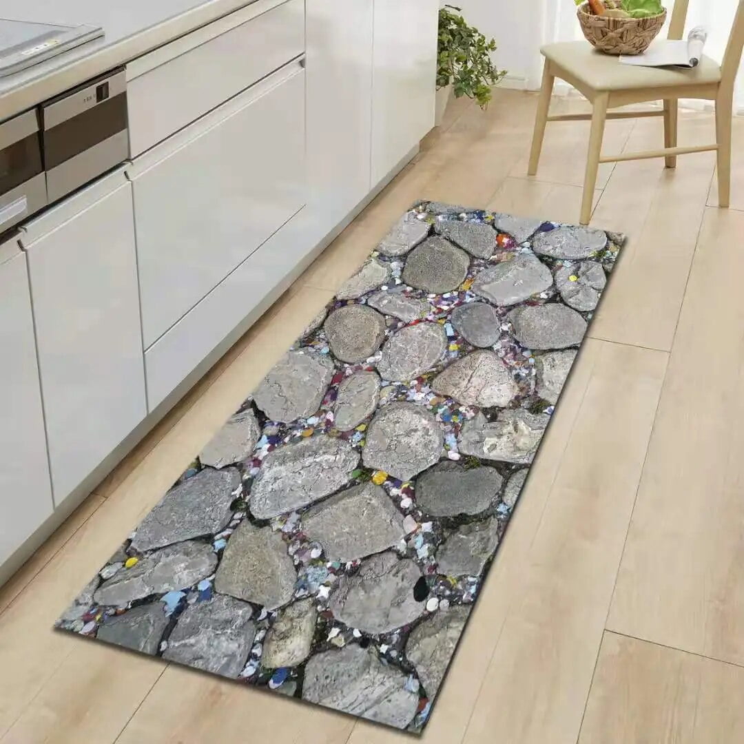 3D Pebble Stone Printed Kitchen Mat Hallway Bedroom Living Room Decor ...