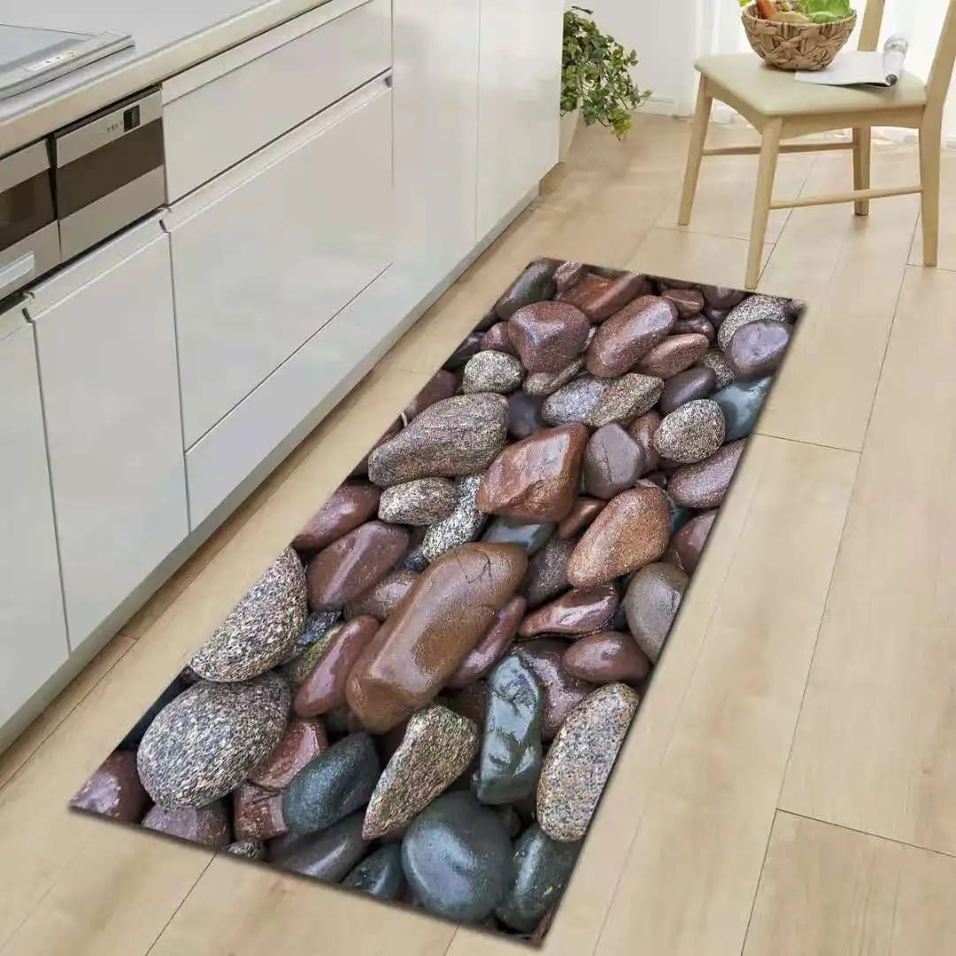 3D Pebble Stone Printed Kitchen Mat Hallway Bedroom Living Room Decor ...