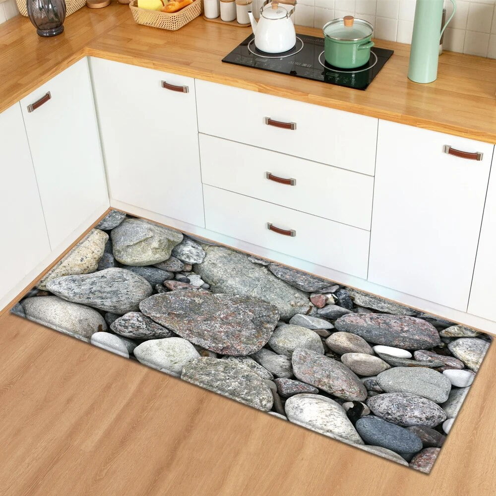 3D Pebbles Kitch Floor Mat Home Entrance Doormat Hallway Bathroom Anti ...