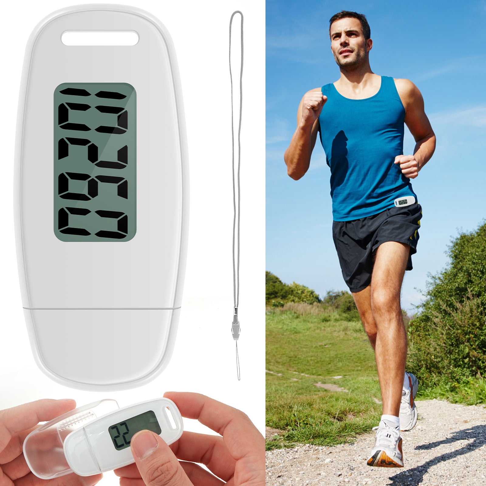 3D Pedometer Portable Step Counter with Backlight Function and Lanyard ...