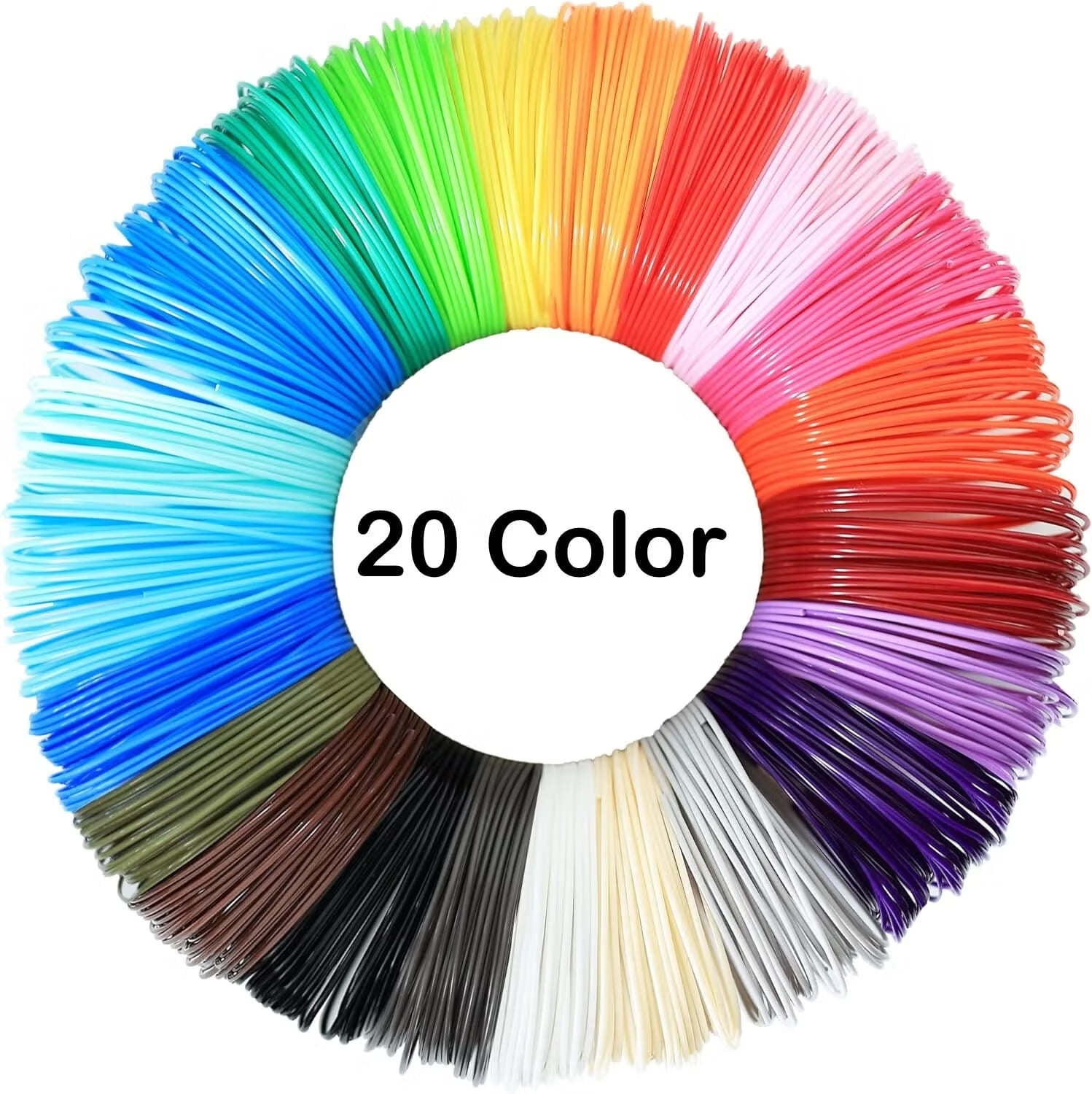 3D Pen PLA Filament Refills, 1.75 mm PLA Filament ,328Ft, 20 Colors ...