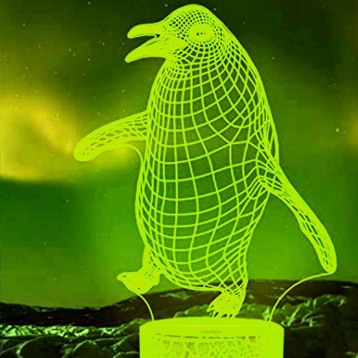3D Penguin Night Light Table Desk Optical Illusion Lamps 7 Color ...